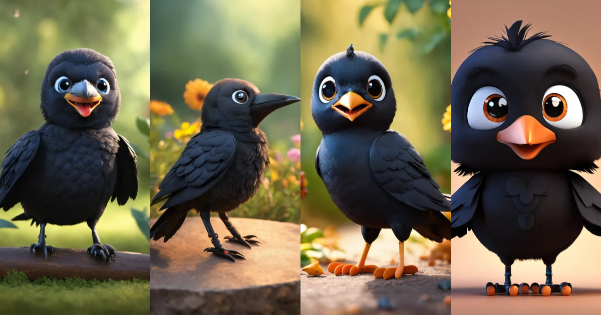 Lexica - Create a cute and cute baby crow with cute eyes, looking in ...