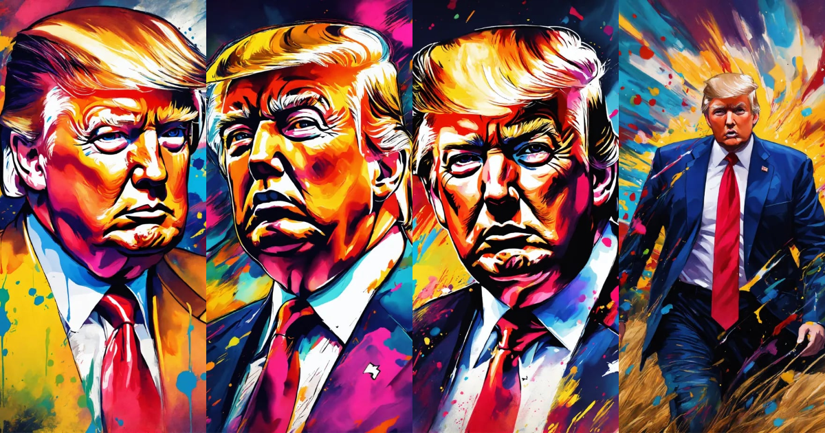 Lexica - A painting of 'Donald Trump' running in a field, trend in ...