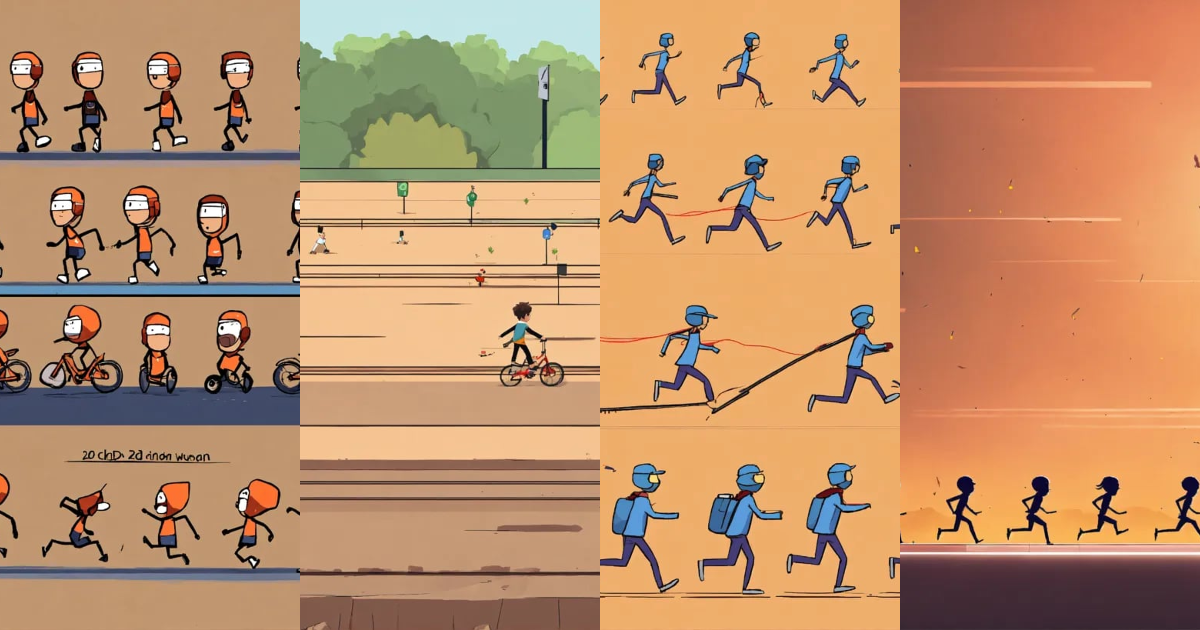 Lexica - 2d stickman, 8 steps run cycle animation