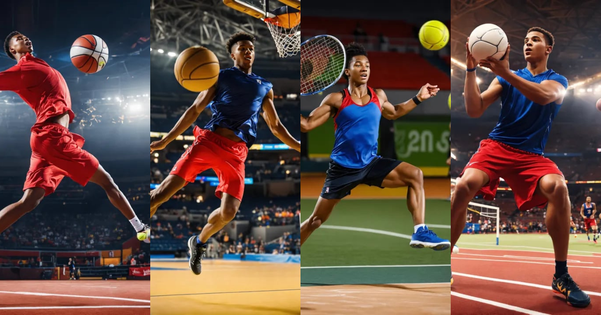 Lexica - Generate an image of a multi-sport athlete in the midst of ...