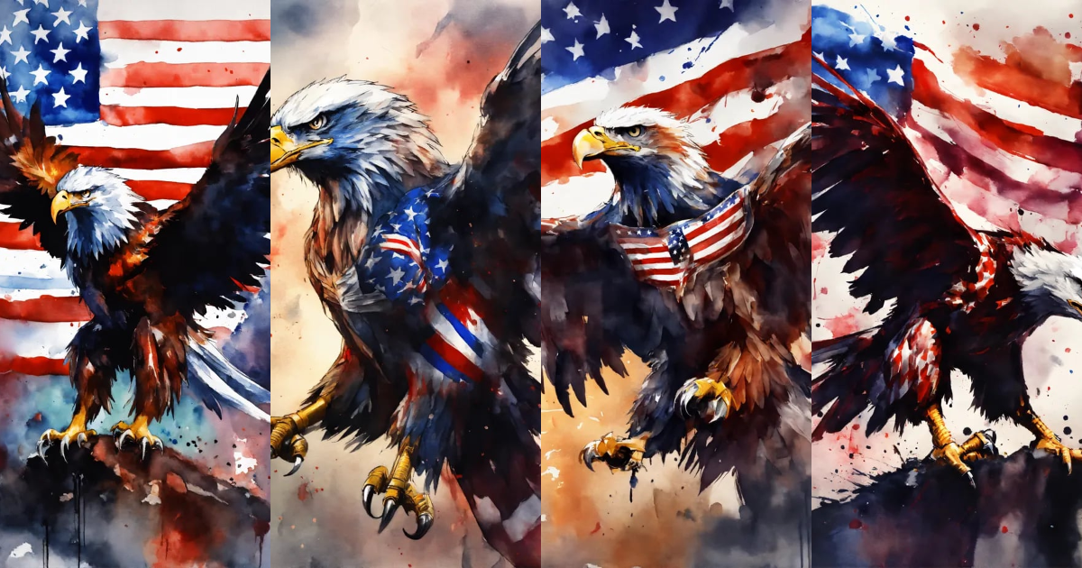 Lexica - Angry American flag eagle flying in brutal terminator costume ...