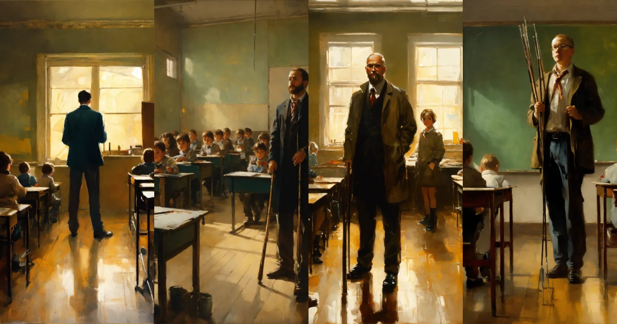 Lexica - English teacher is standing with rods in front of the class ...