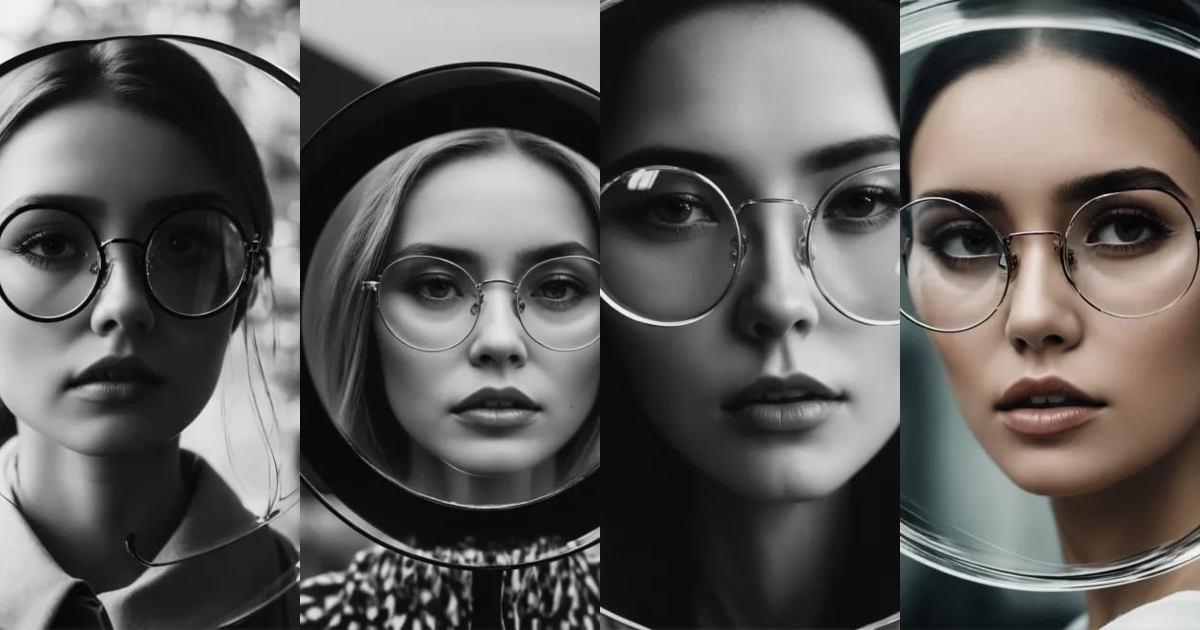 Lexica - Art Women glasses, clear looking through a transparent glass ...