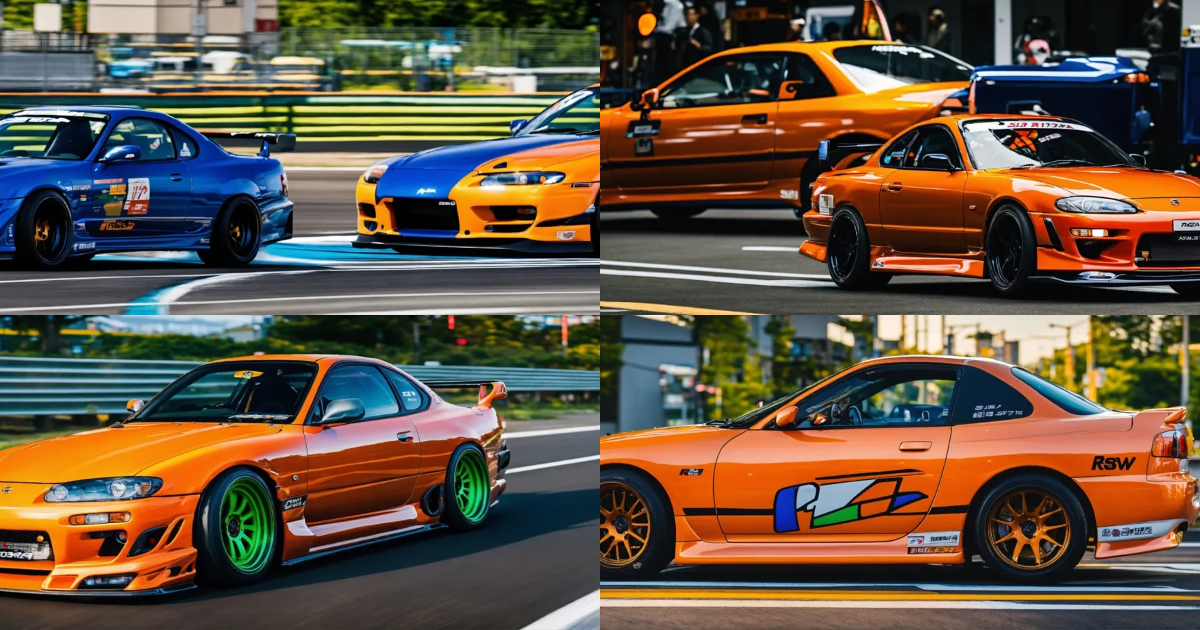 Lexica - A colorful orange Nissan Silvia S15 with a wide-body kit ...