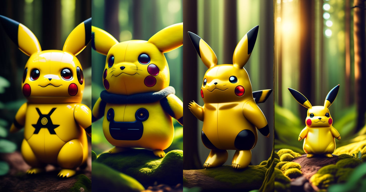 Lexica - Robot pikachu in a forest