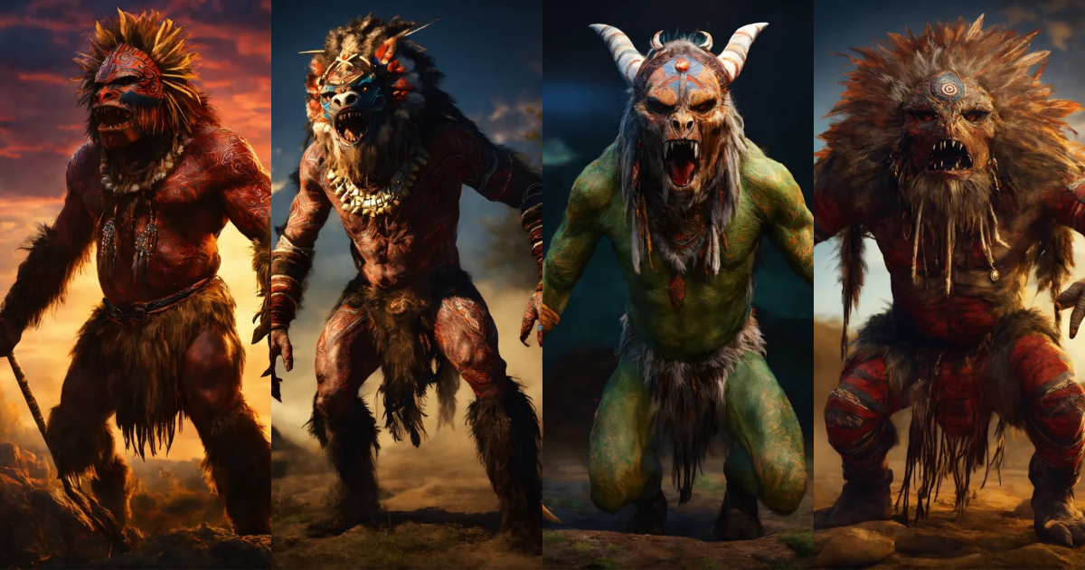 Lexica - Skinchanger monster aboriginal legend, 4k resolution
