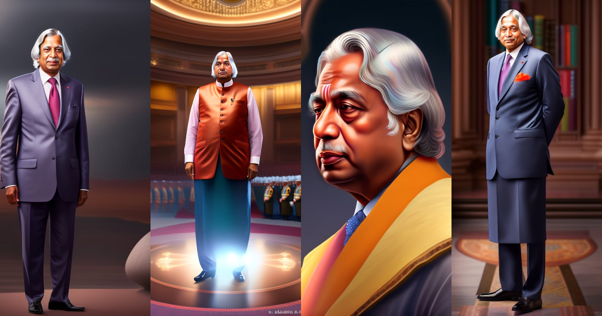 Lexica - Please describe the image of Dr. APJ Abdul Kalam standing ...
