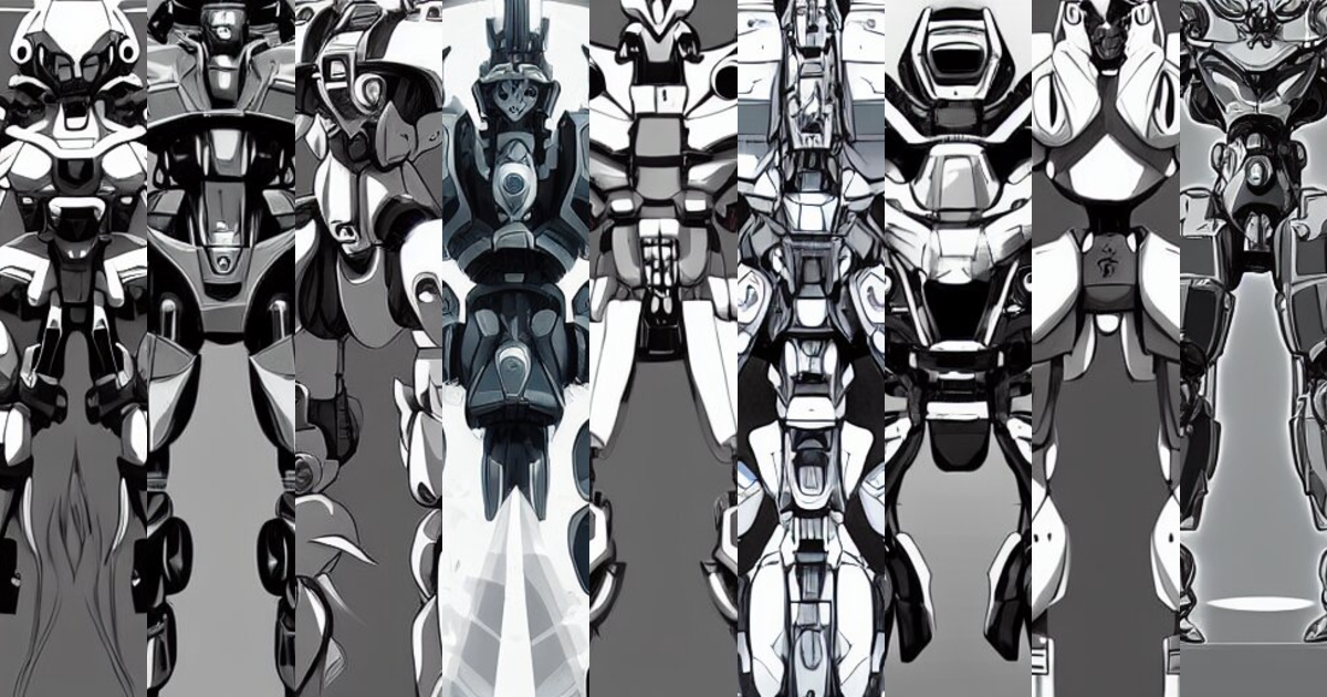 Lexica - Very buff anime mecha concept art, greyscale in vector art ...