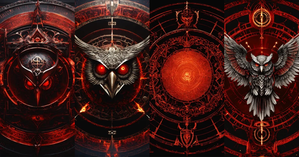 Lexica - Dark Evil Black, Red and black digital occultic sigil owl ...