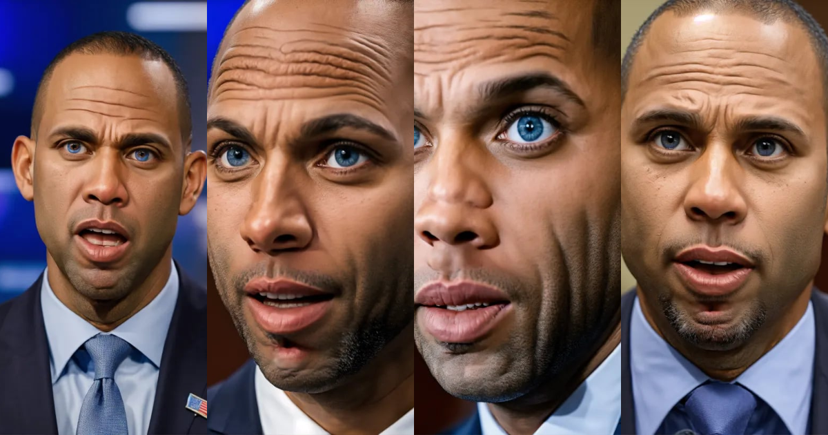 Lexica - HAKEEM JEFFRIES SILVERY-BLUE EYES, ANGRY, MAD YELLING, CROOKED ...