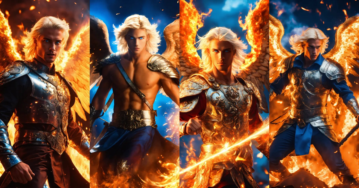 Lexica - Action photograph, 25 year old supermodel handsome St. Michael ...