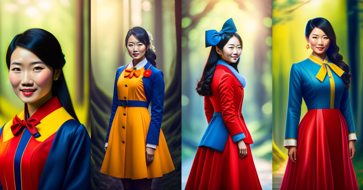 Lexica - Asian doctor girl in the woods. Red bow in hair. A camera ...