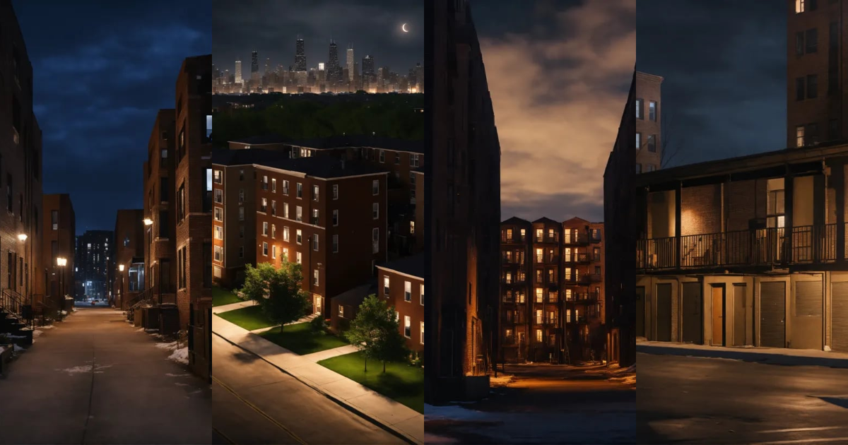 Lexica - Dark night, chicago ghetto neighborhood, 8k resolution ...