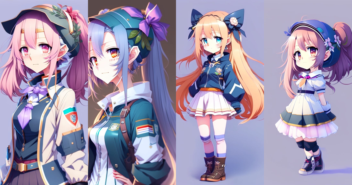 Lexica - 2d anime girl, front side, cute anime, no background