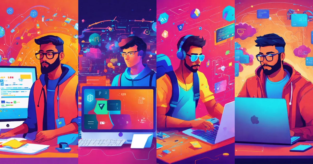 Lexica - An imaginative illustration of a software developer exploring ...