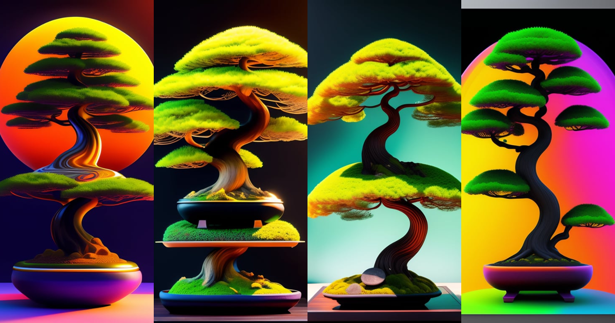 Lexica - Futuristic science fiction bonsai tree, colorful, detailed ...
