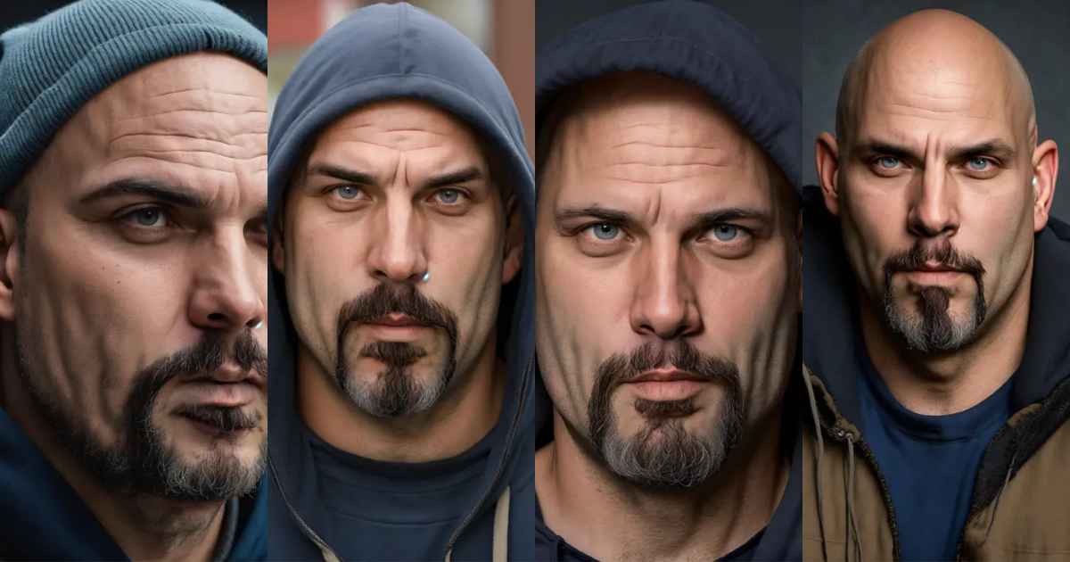 Lexica - JOHN FETTERMAN A HUGE HOMELESS MAN WITH BALD HEAD, NO MUSTACHE ...