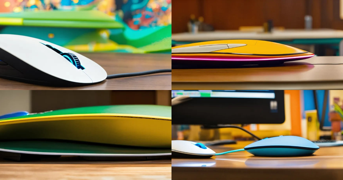 Lexica - Hybrid of computer mouse and surfboard on the office table