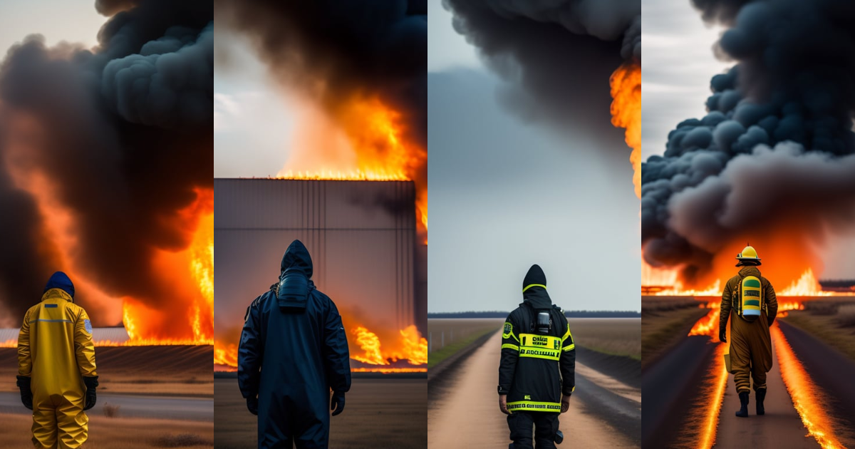 Lexica - Man facing forward with incomplete hazmat suit nuclear reactor ...