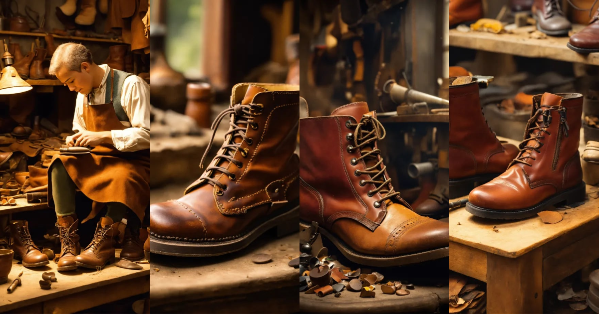 Lexica - Create an photo of a boot being cobblers, featuring small ...