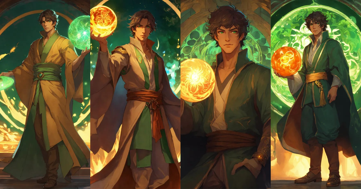 Lexica - Handsome, human, imperial male wizard with glowing fire orb ...