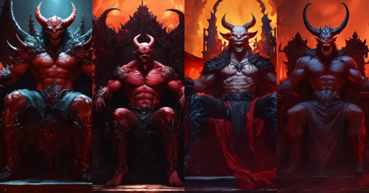 Lexica - Demon monster sitting on a throne, grinning, with pit fiend ...