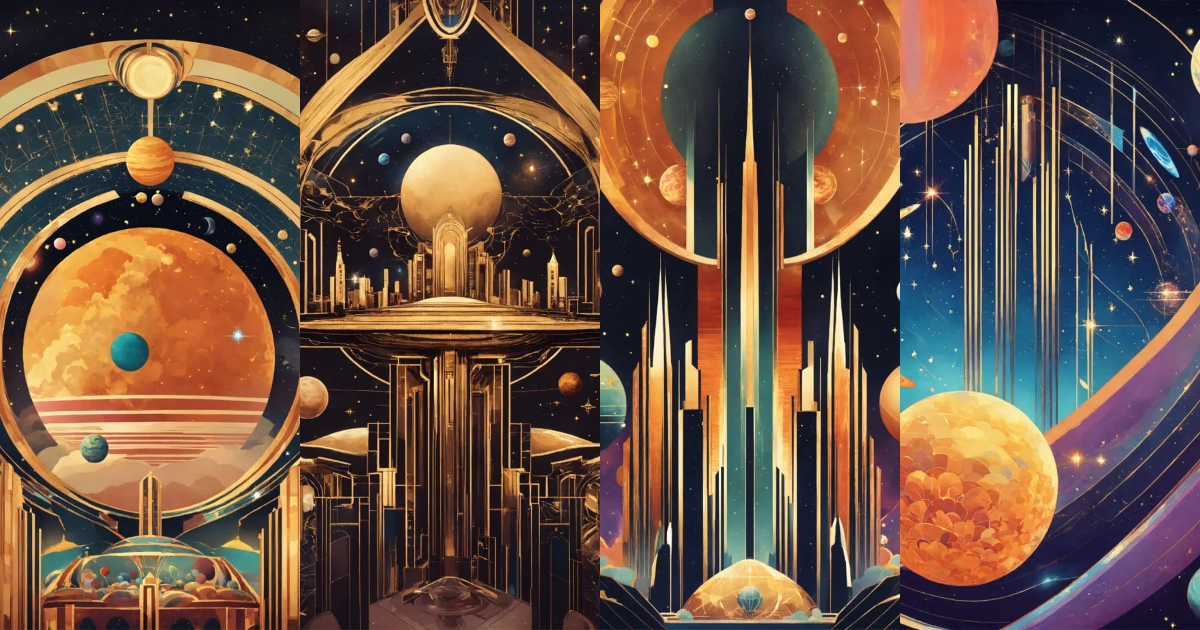 Lexica - Cosmic space, art deco style
