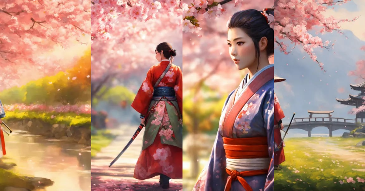 Lexica - IMPRESSIONIST STYLE PAINTING OF A FEMALE SAMURAI WARRIOR OF ...