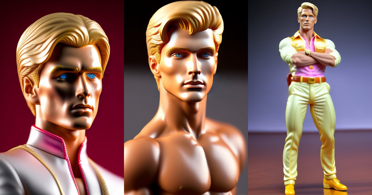 Lexica - Hot toys figurine of BLOND MATTEL ken doll FIGURE, in a state ...