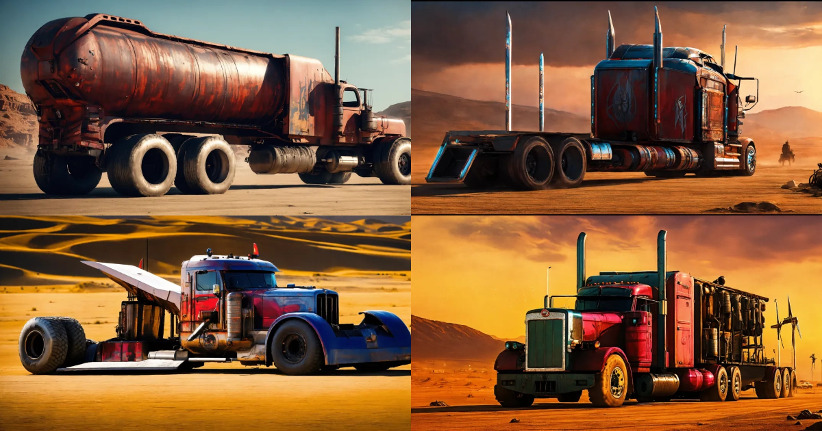 Lexica - Semi truck cyberpunk post-apocalyptic Peterbilt with a ...