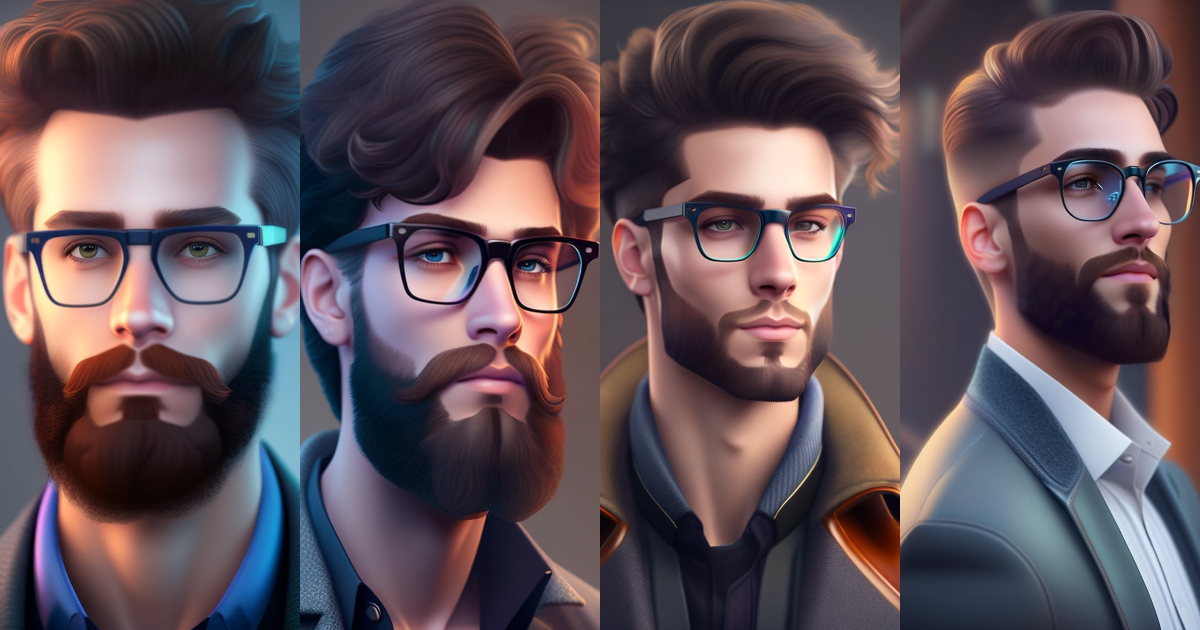 Lexica - Portrait of 20-year boy with spectacles, beard , stylish, 4k