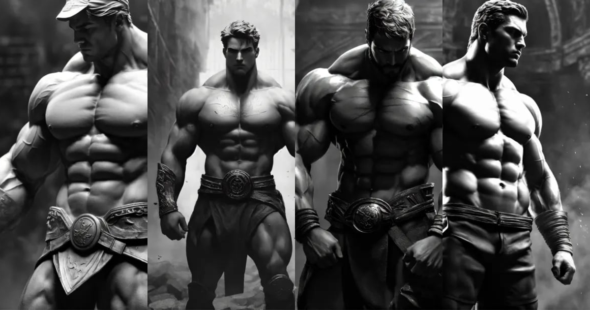 Lexica - Mighty hero, full body, ripped muscles, stoic sculpture, black ...