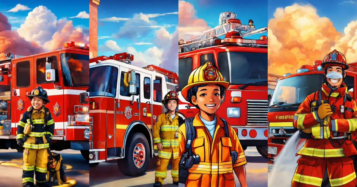Lexica - A firefighter, smiling, Indonesian face, background in front ...
