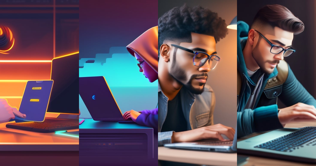 Lexica - A person using computer with laptop, mobile for coding