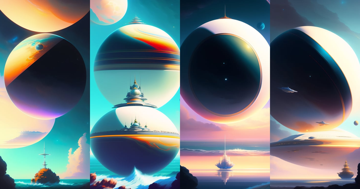 Lexica - A spherical white space stations looms over the ocean by peter ...