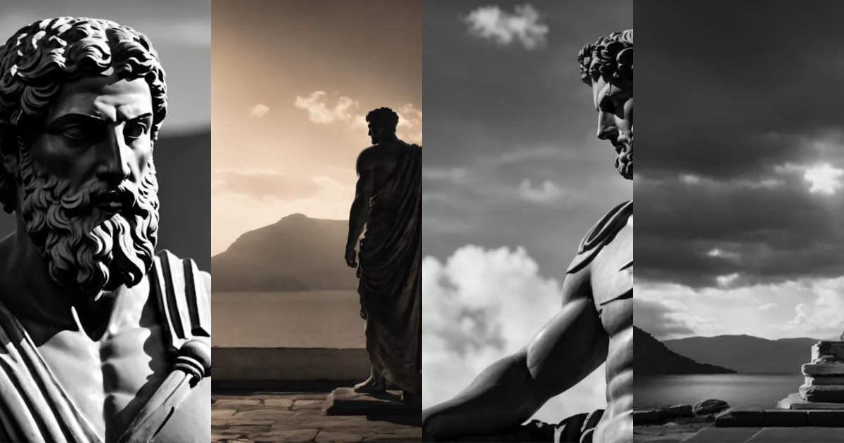 Lexica - "Please generate a Greek statue-like image of a thinking ...