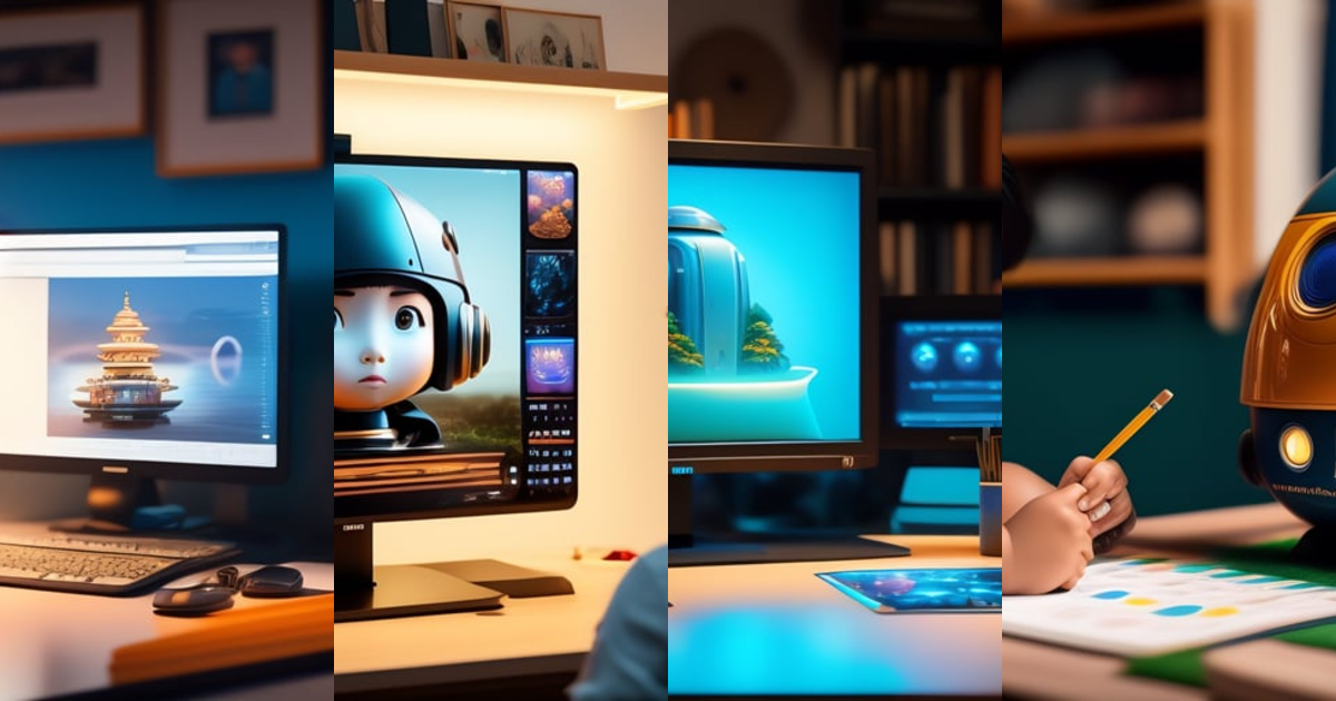 Lexica - A studio ghiblil art of AI bot designing