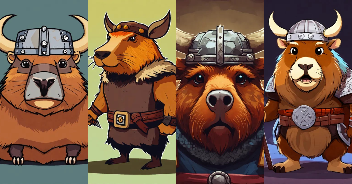 Lexica - Game character cartoonish evil capybara viking with quadrate ...
