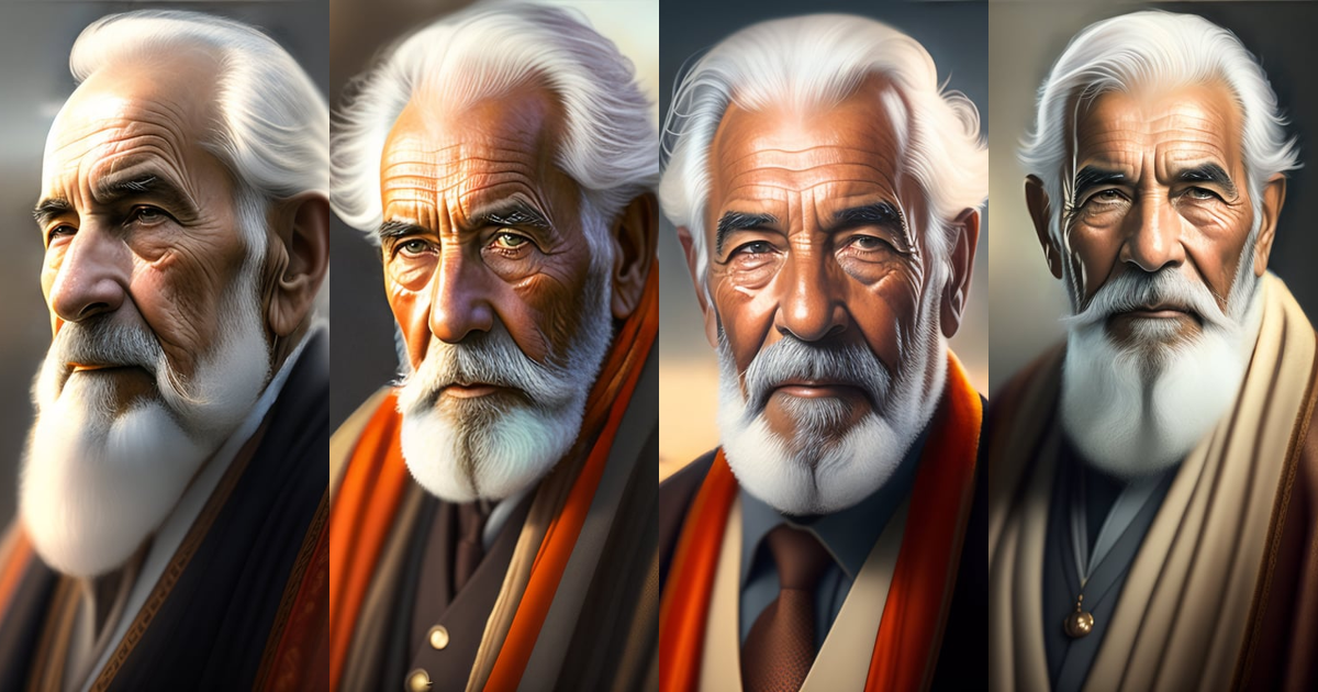 Lexica - Portrait of a hyperrealistic image of a very old man, many ...