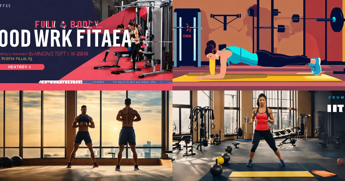 Lexica - Full body fitness room workout banner graphic with high ...