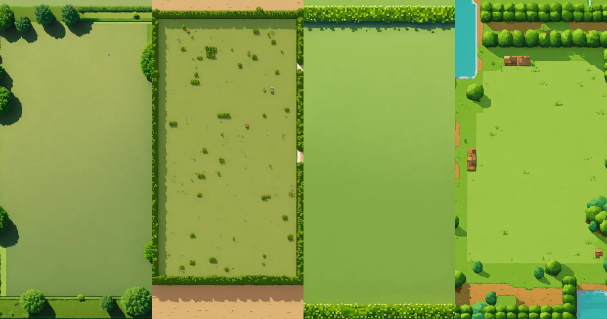 Lexica - Simple pixel 2d flat empty plain grassy landscape from above