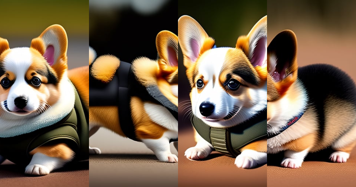 Lexica - Baby corgi in special forces costume