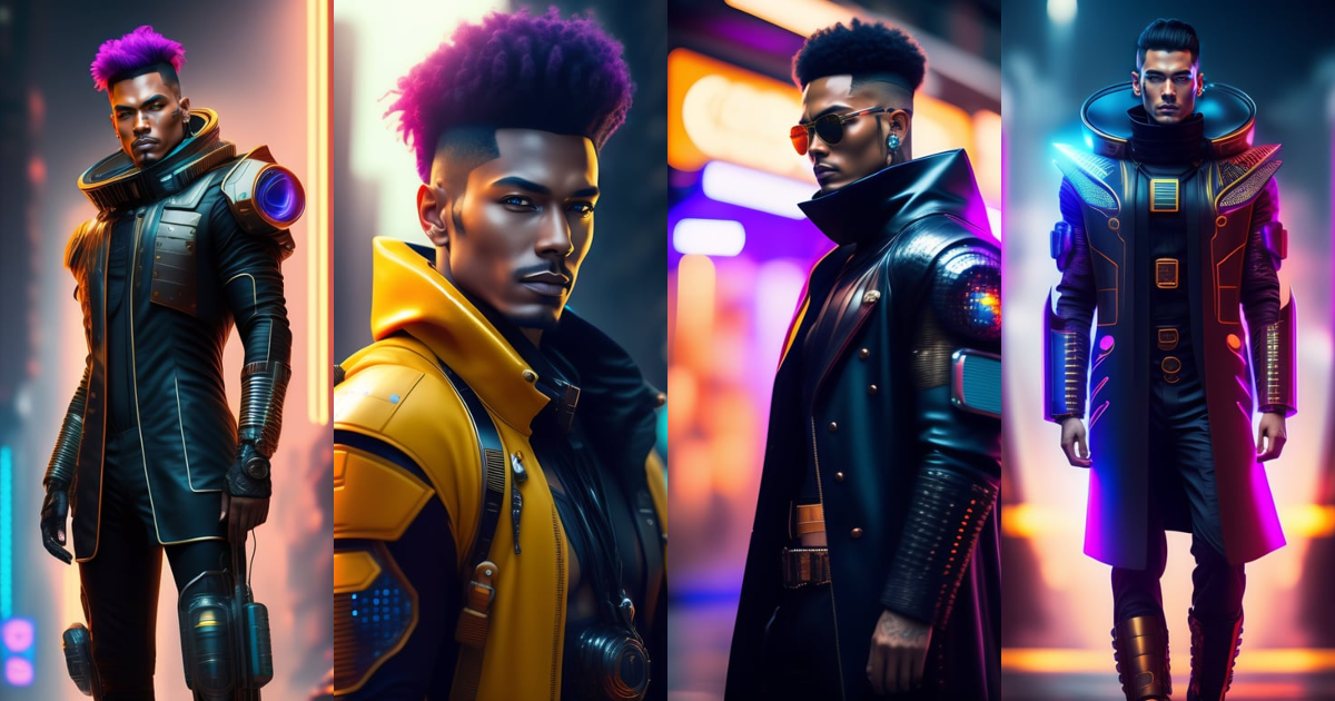 Lexica - Cyberpunk android man dressed as a sci-fi movie space cowboy