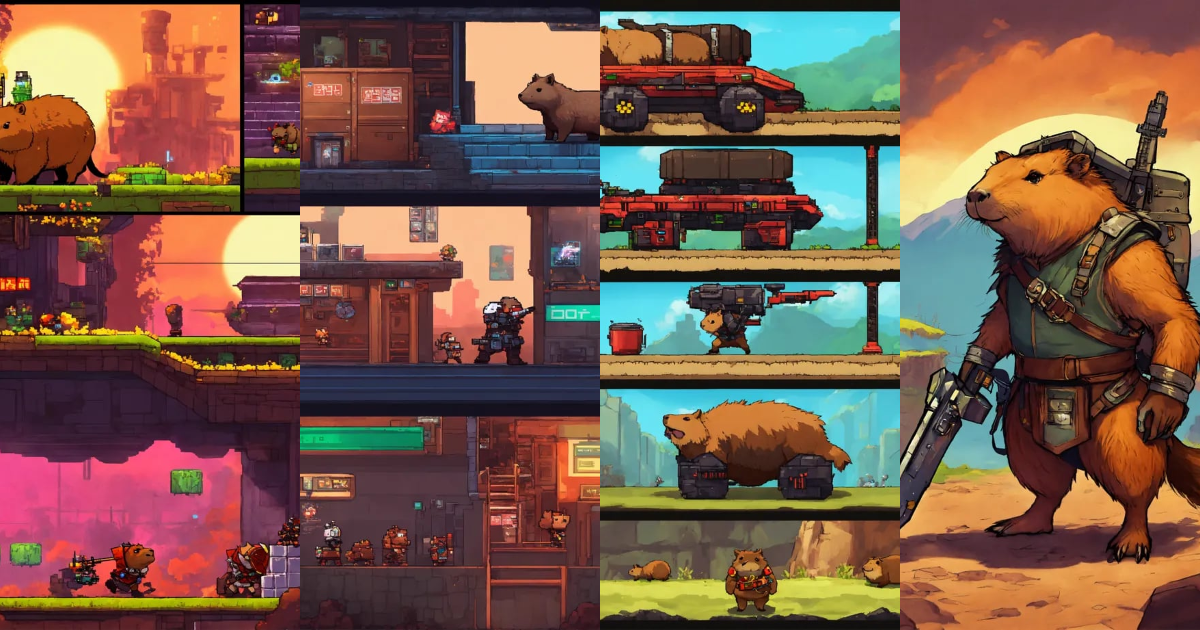 Lexica - 2d, cyber cheap, platformer, heavy-metal, warrior, capybara, korea