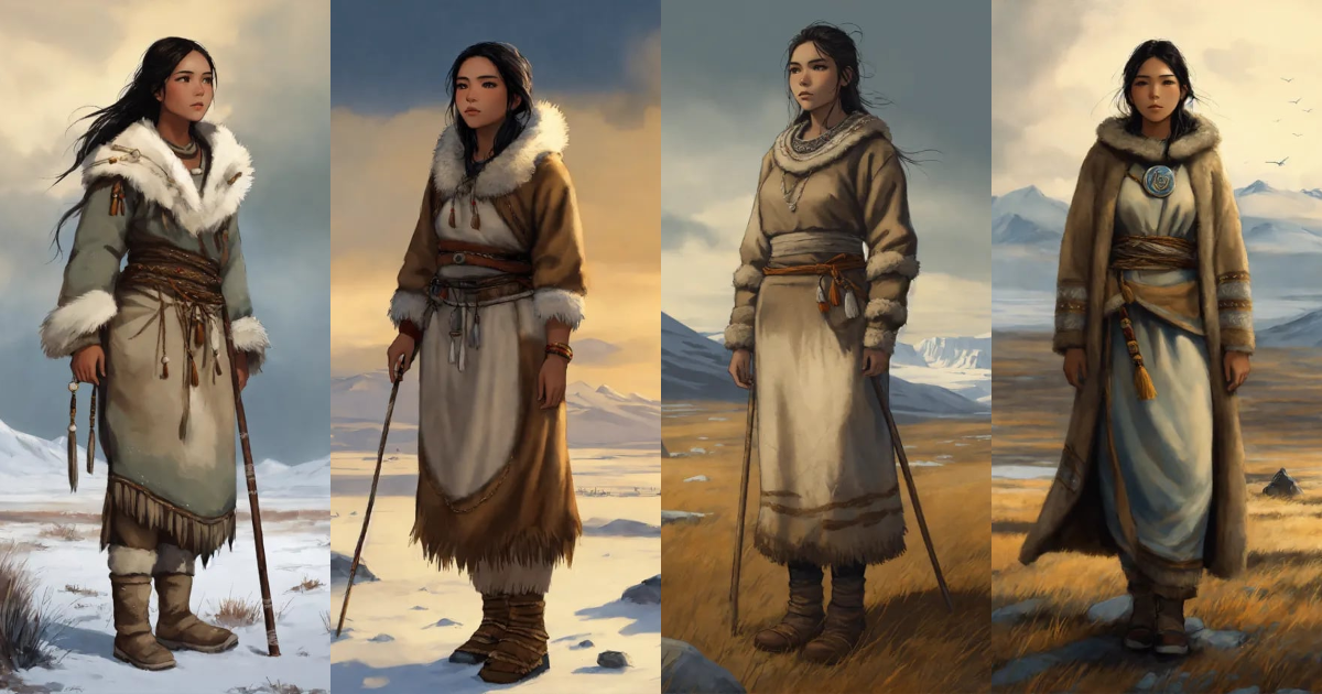 Lexica - Full body Illustration of an inuit woman, young, 18 years old ...