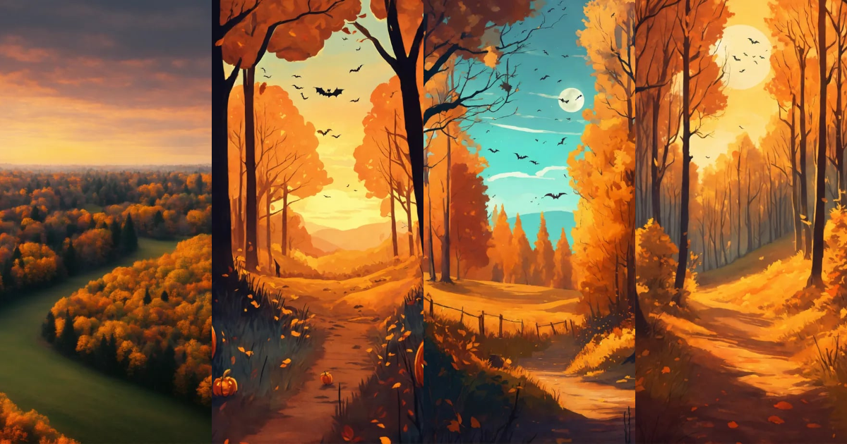 Lexica - Beautiful spooky autumn forest, golden hour, meadow in the ...