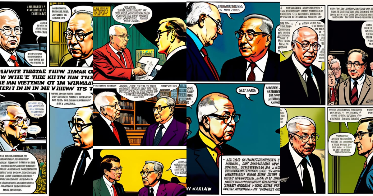 Lexica - Vintage comic of Klaus Schwab and Henry Kissinger
