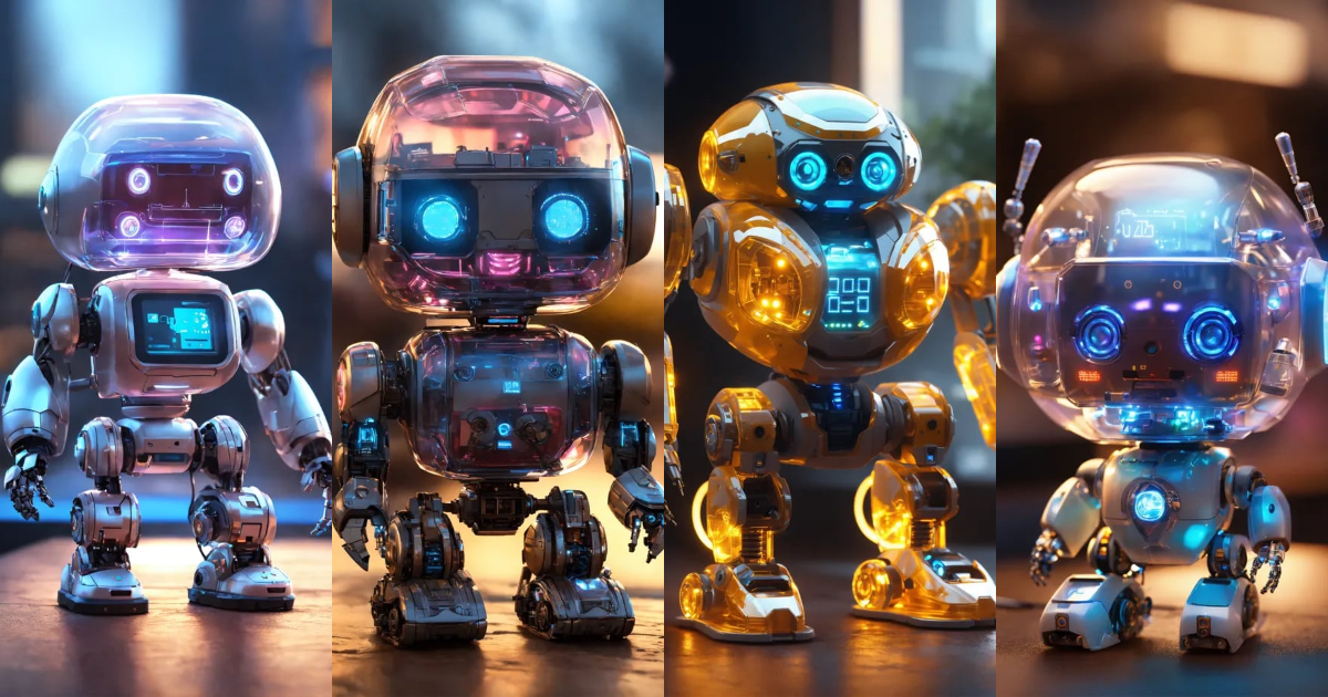 Lexica - Cute aesthetic, a (tiny cute translucent polycarbonate robot ...