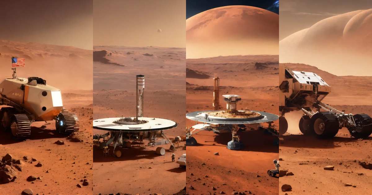 Lexica - Picture of construction on mars using space age technology