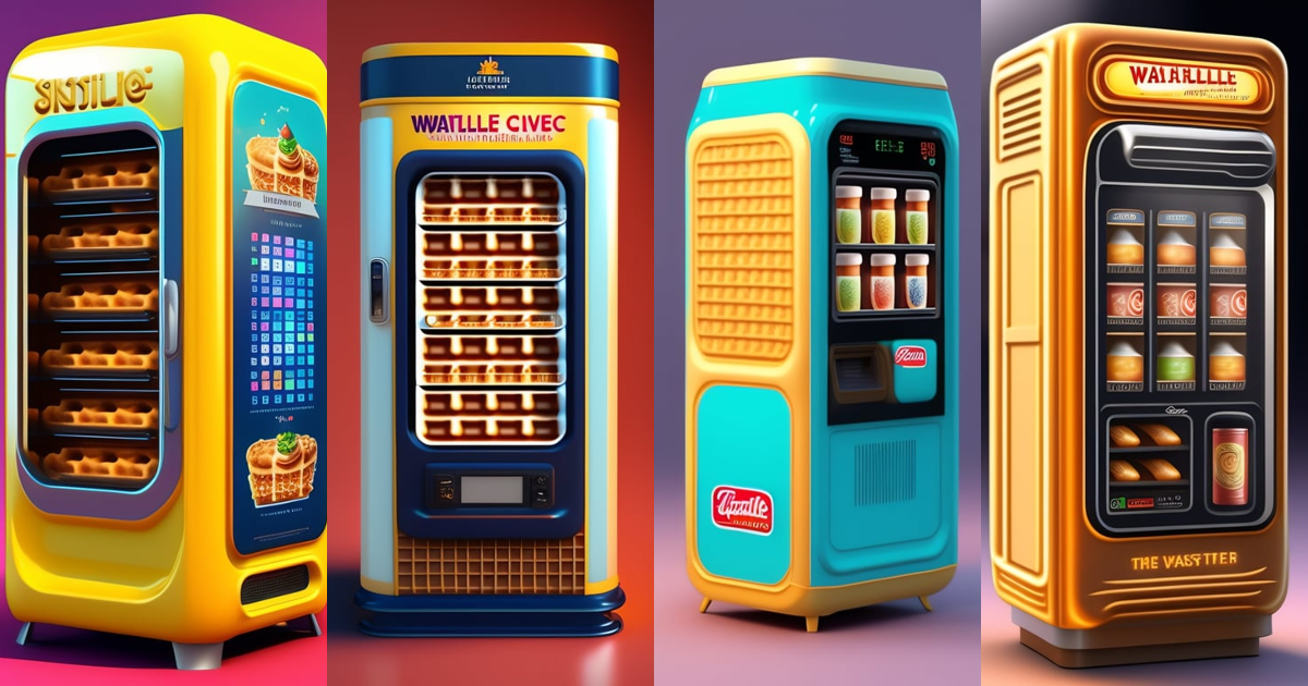 Lexica - A waffle vending machine, cute. Concept art illustration